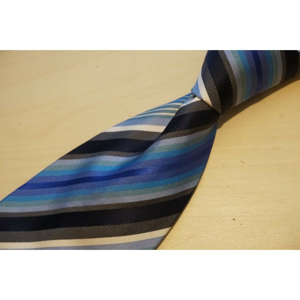 Etro Milano Blue Gradiant Shades Repp Striped Tie - Gem